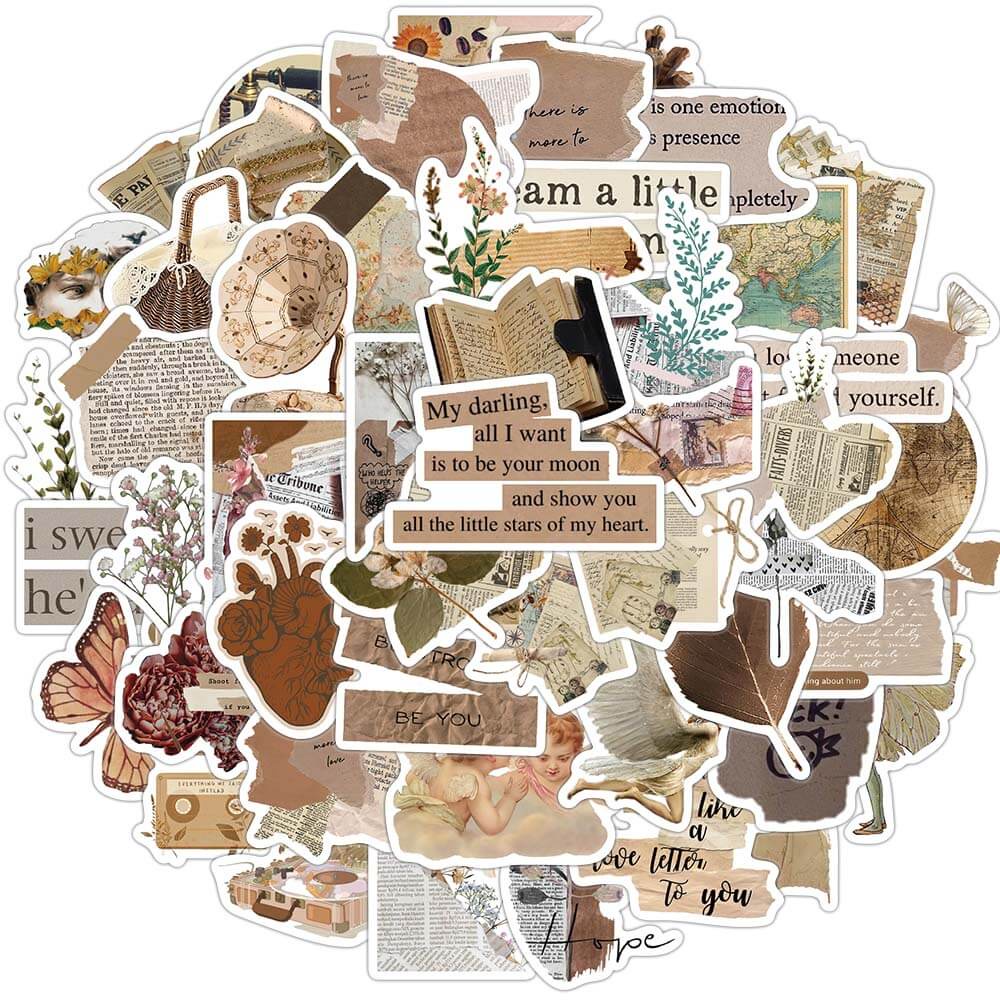 [Large Sticker]52pcs Vintage Art Stickers Retro Aesthetic Vinyl Decals ...