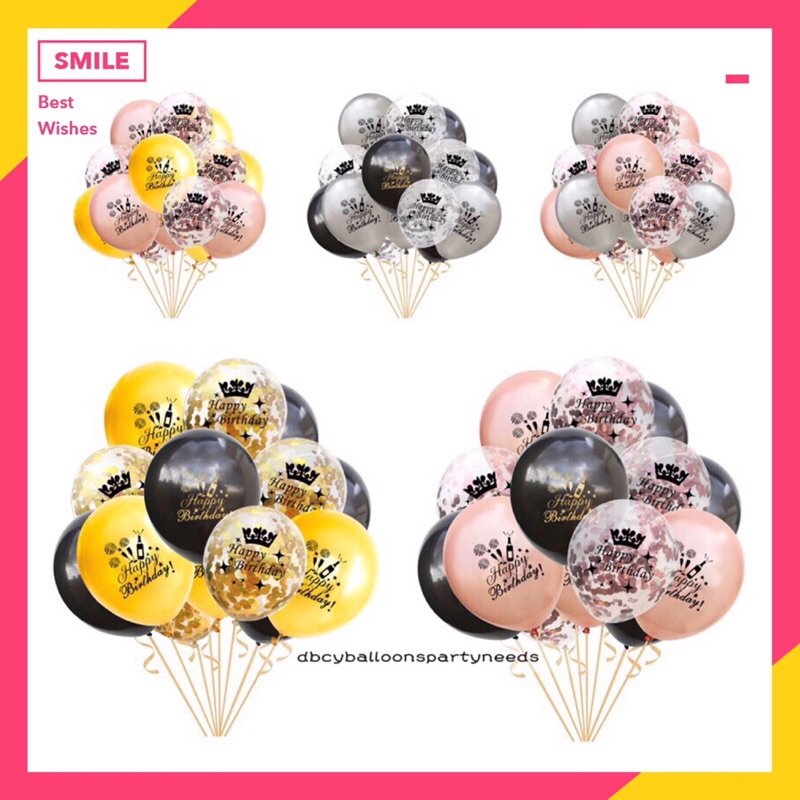 12pcs HBD confetti balloon set birthday partyneeds decorations balloon ...