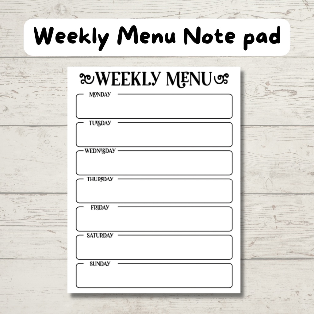 WEEKLY MENU MEAL PLANNER NOTEPAD | Handmade Notepad, Memo pad | Shopee ...