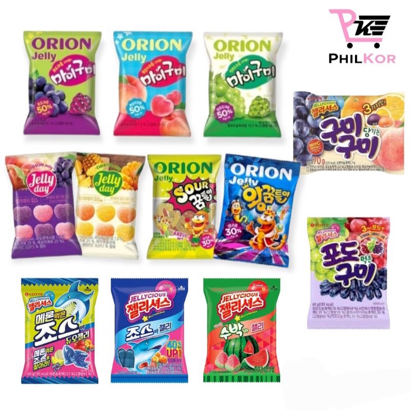 Orion Lotte Jellycious Crown Gummy Peach Grape Worm Jelly Day | Shopee ...