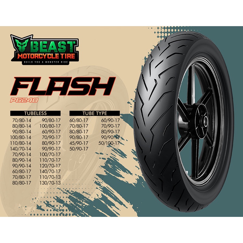 [DBPHP] BEAST FLASH (P6240)TUBELESS TIRE 14-17" (INCHES) Skid tires ...