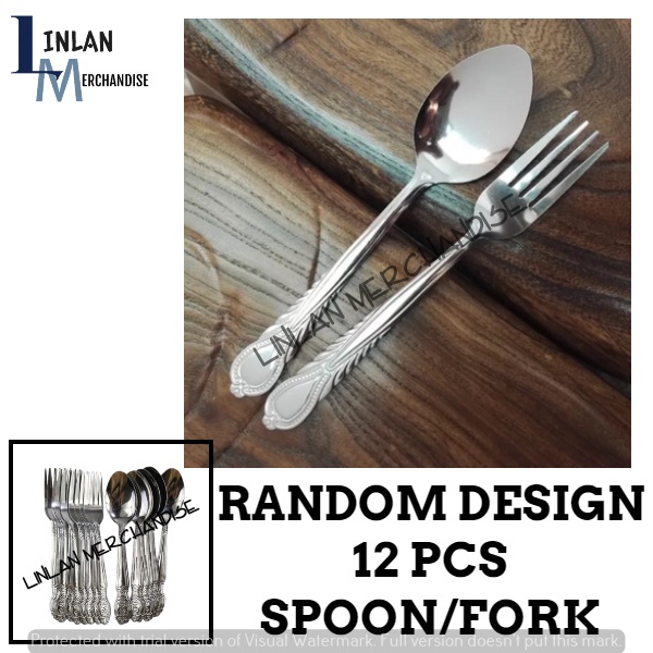 12 PCS Single Storage Silverware Set (Spoon/Fork) (RANDOM DESIGN) (2044 ...