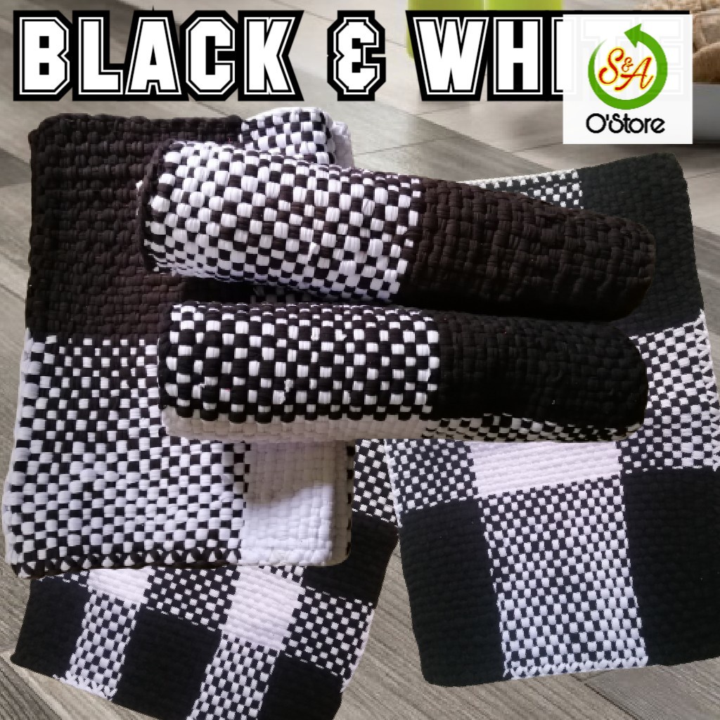 Basahan Doormat/ Foot rug in Black and White (Medium size) | Shopee ...