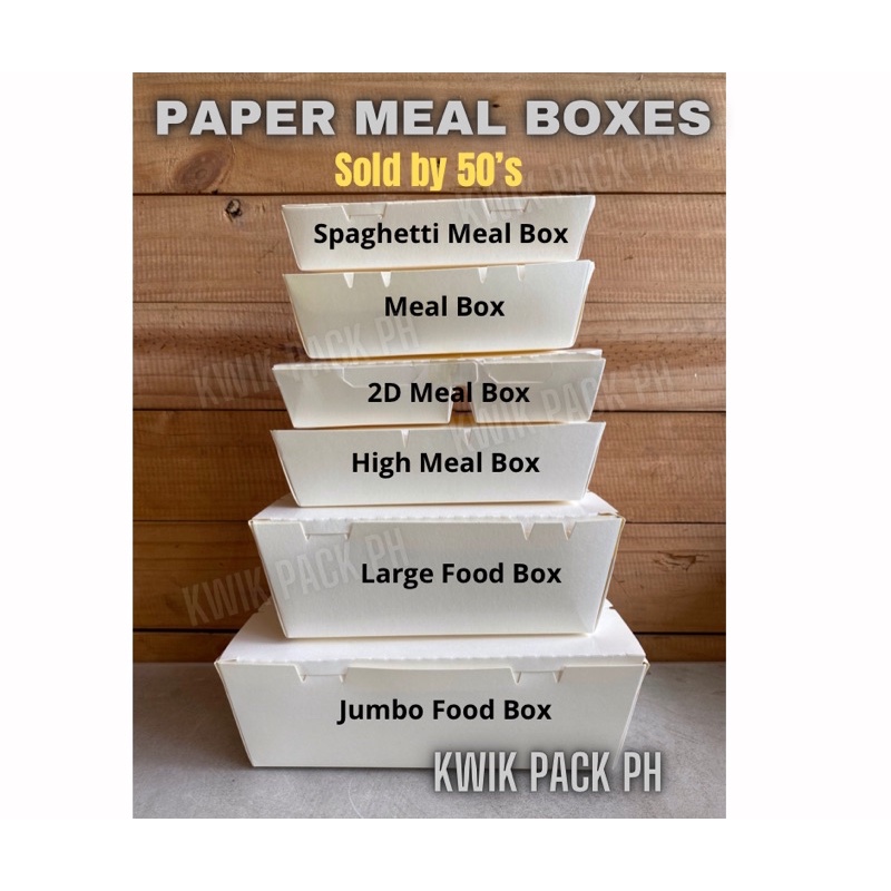 (50 pcs) Paper Meal Boxes (White) with 6 sizes | Shopee Philippines