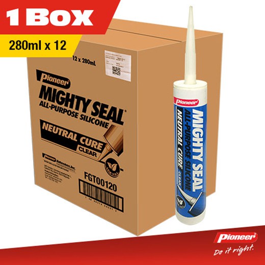 Pioneer Mighty Seal Neutral Cure Silicone Sealant 280ml Cartridge x12 ...