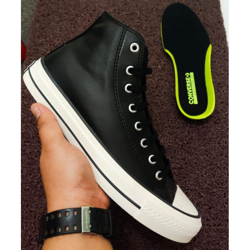 Converse All Star Leather High Black White | Shopee Philippines