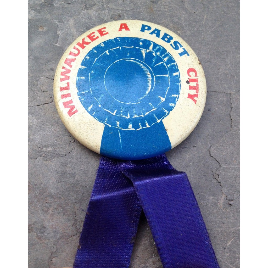 Pabst Blue Ribbon Beer Brewery Pin Antique Back Brewermania USA Button ...