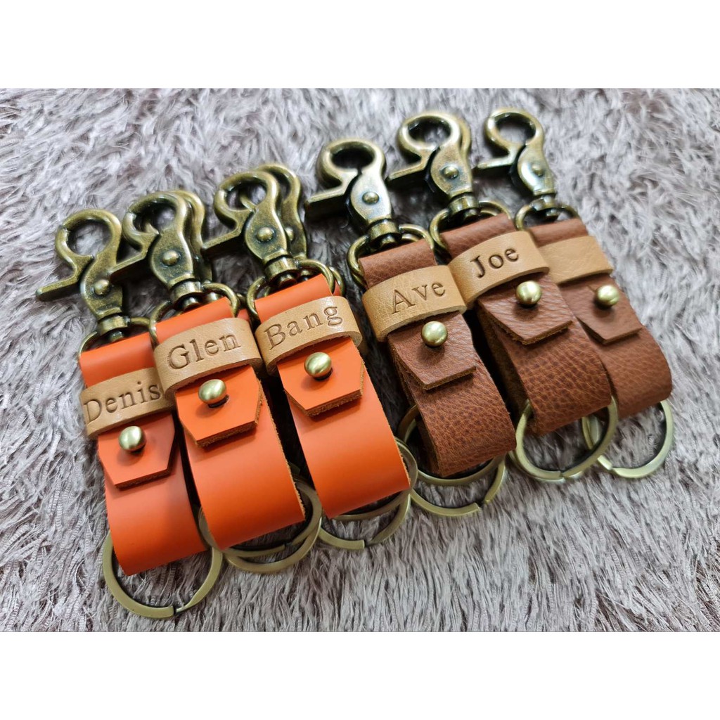 Personalized Full Grain Leather Keyholder/Keychain | Shopee Philippines