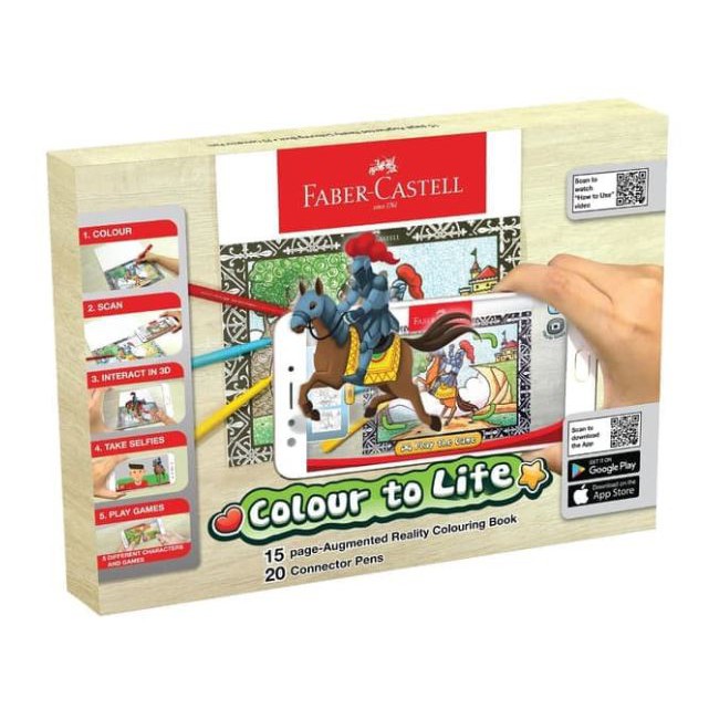 Faber Castell Connector Pens 20 & Coloring Books (Colour To Life Game ...