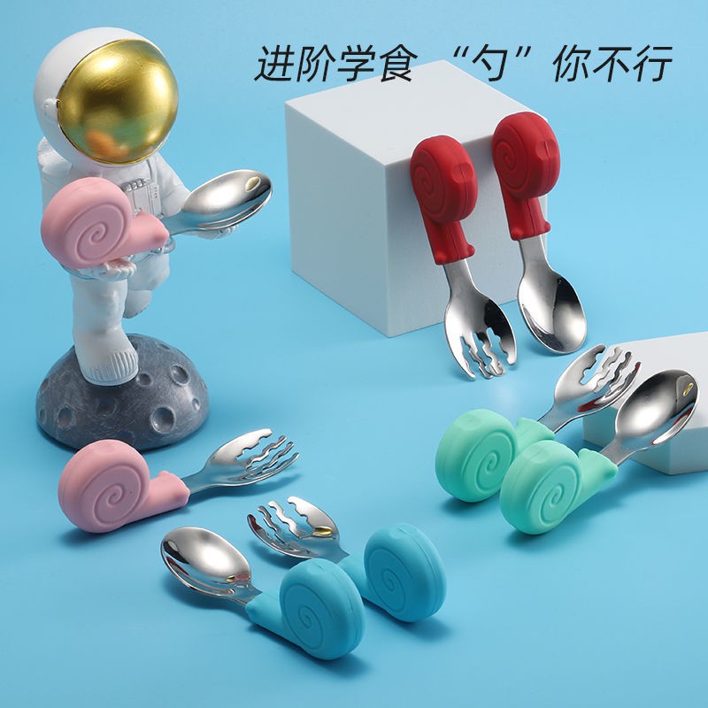 ((Children's Spoon) Baby Spoon Learn to Eat 316L Stainless Steel ...