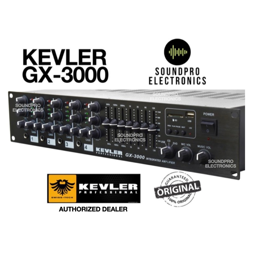 Kevler GX-3000 High Power Karaoke Amplifier 750W x 2 Max with USB and 7 ...