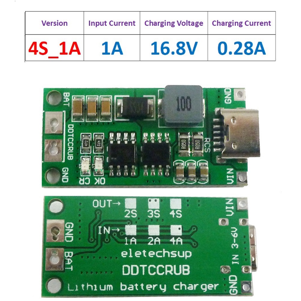 Multi-Cell 2S 3S 4S Type-C To 8.4V 12.6V 16.8V Step-Up Boost LiPo Polymer Li-Ion Charger 7.4V 11 ...