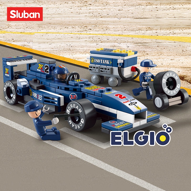 Sluban Blue Racing Car Grand Prix Blue Racing Team Car Blue Lightning ...