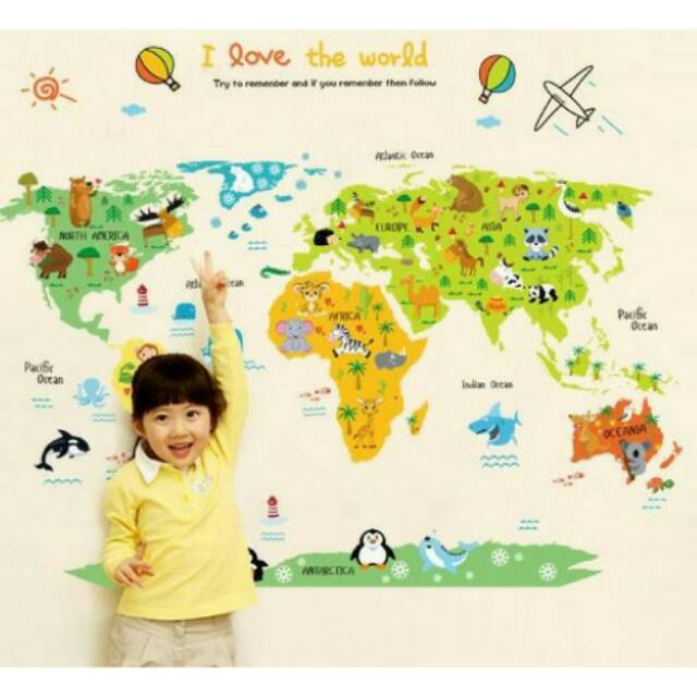 Wallsticker World Map Of Colorful kids maps kids | Shopee Philippines