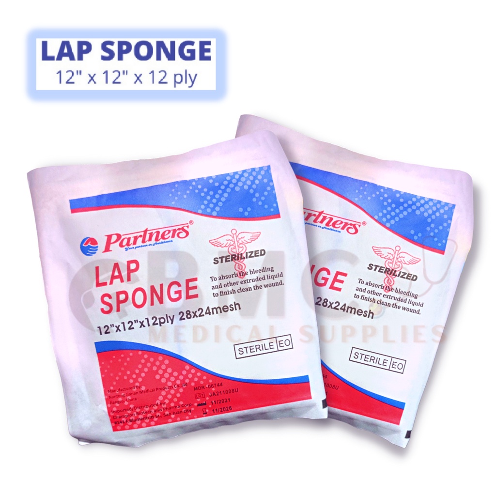 Lap Sponge / Abdominal or Lap Pad (12 ply) 100% Cotton Sterile (12x12 ...