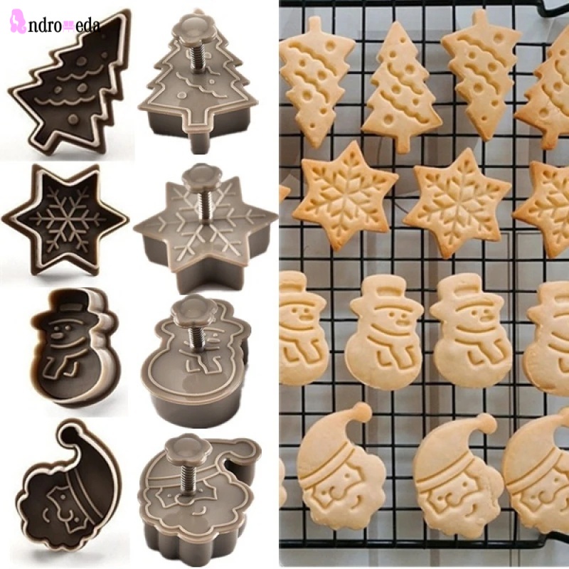 4Pcs/Set DIY Christmas Cartoon Cookie Cutter 3D Biscuits Baking Mould ...