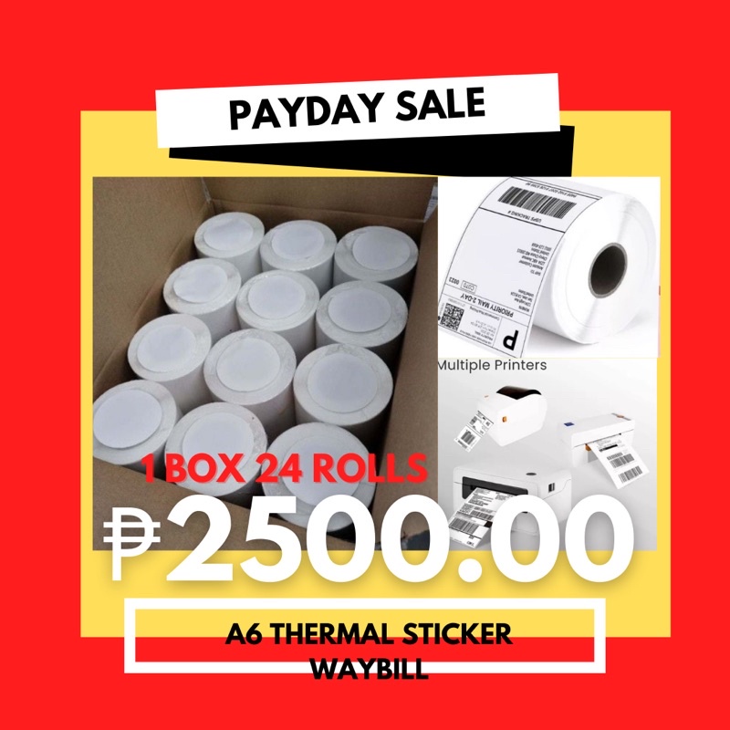 Thermal Sticker A6 Waybill 1 box 24rolls wholesale | Shopee Philippines
