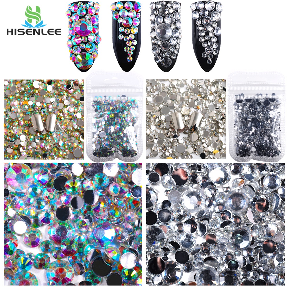 1000pcs Mix 2mm 3mm 4mm 5mm 6mm Clear AB Round Resin Stones Rhinestones ...