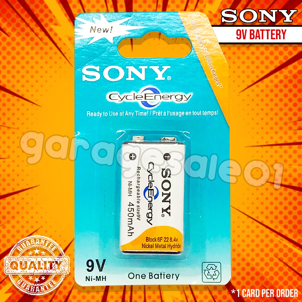 SONY Cycle Energy 9V 9Volts Rechargeable Battery 450mAh | Shopee ...