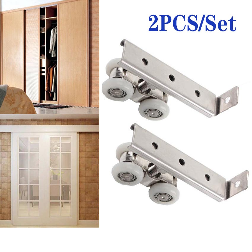 2pcs/set Hanger Roller Sliding Door Roller Wardrobe Hanging Wheels Rail ...