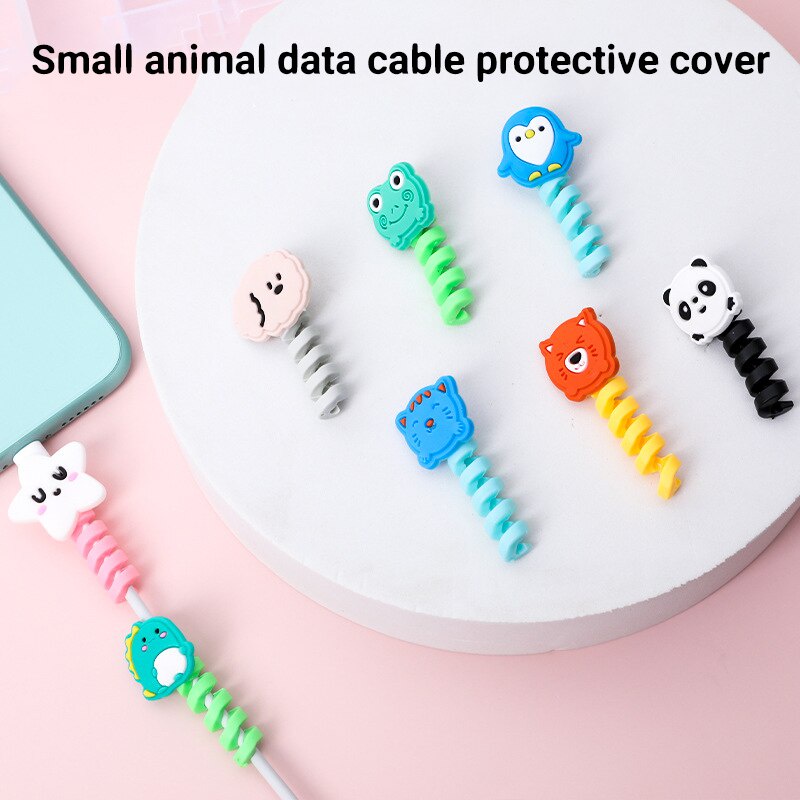 1 Pcs Candy Color Lovely Cartoon Animal Phone Cable Protector Cover USB ...
