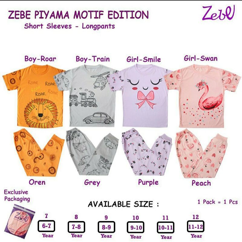Zebe Pajama Motif Edition 6-12 Years by Kazel | Shopee Philippines