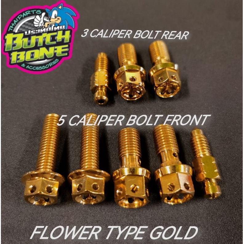 CALIPER BOLT SET RAIDER 150 CARB TYPE-F.I FRONT AND REAR (GOLD ...
