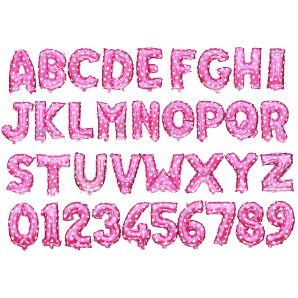 Pink Foil Letter Balloon 16 Inches Foil Number Balloons Pink with Heart ...