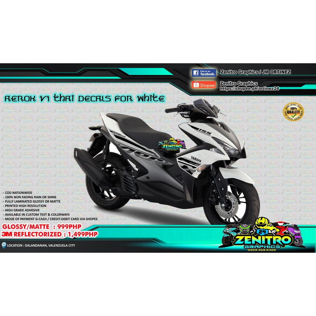 AEROX V1 THAI DECALS 2020 FOR PEAR WHITE | Shopee Philippines