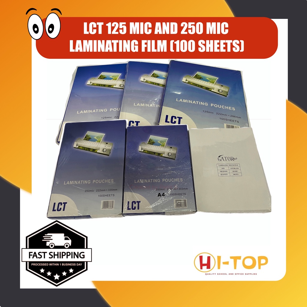 LCT Laminating Film 125 micron / 250 micron Size Long/A4/Short 100Film ...