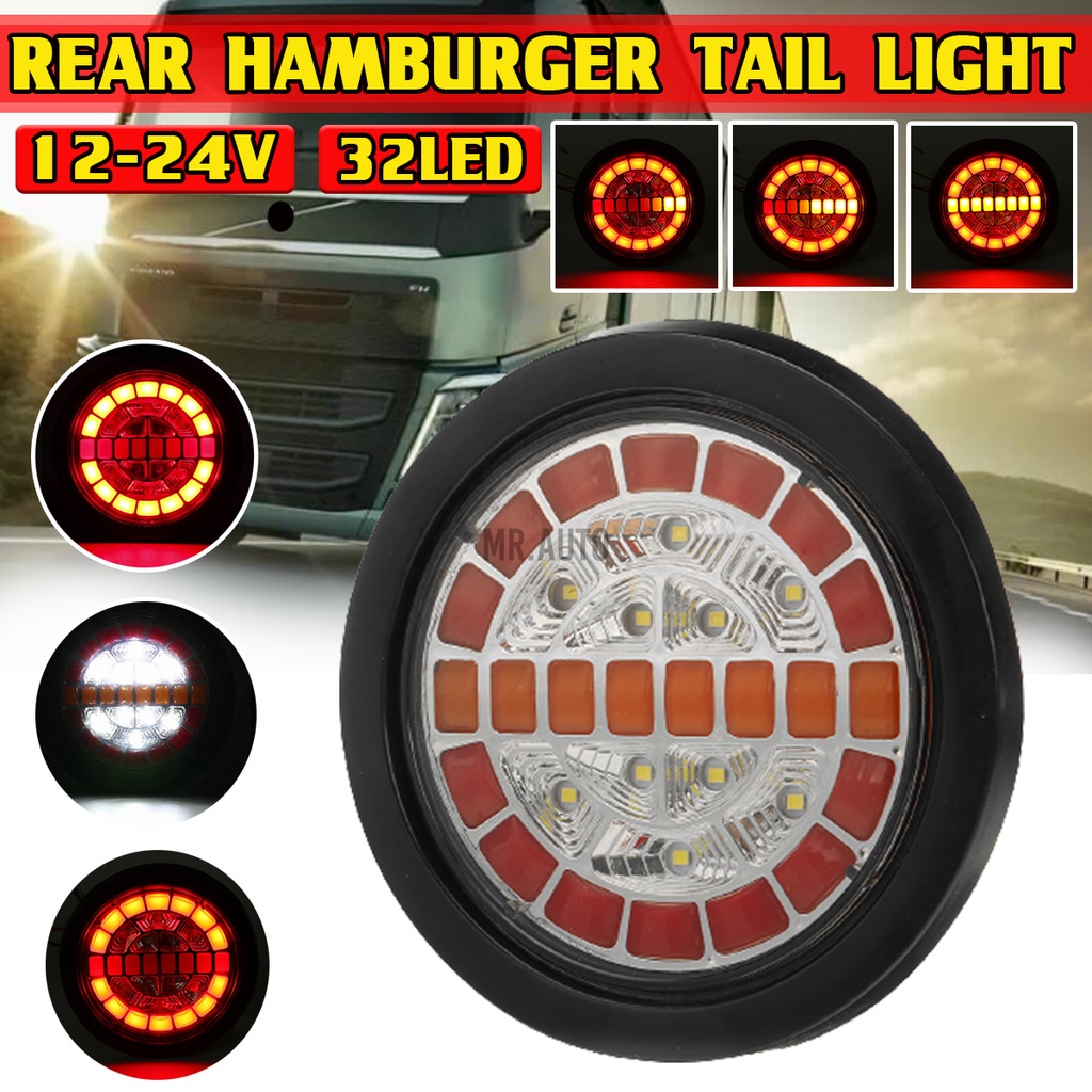 1 Pcs Round LED Tail Lights For Trailers Truck Running Turn Signals ...