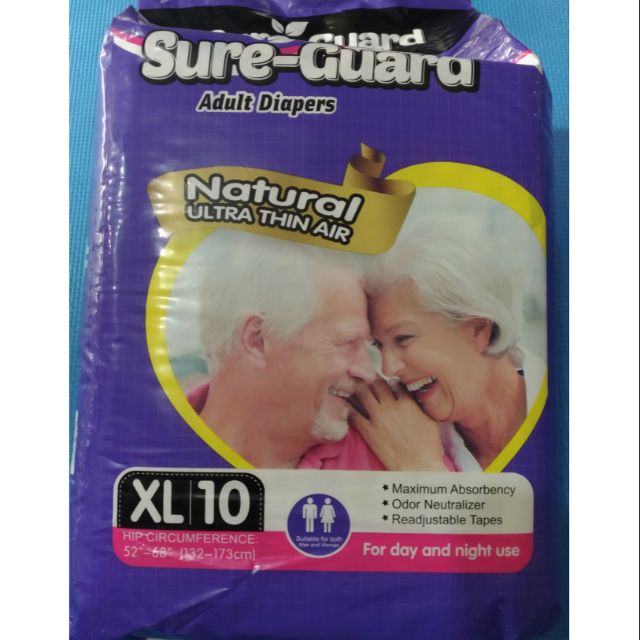 SURE-GUARD Adult Tape Diaper XL (10's) | Shopee Philippines