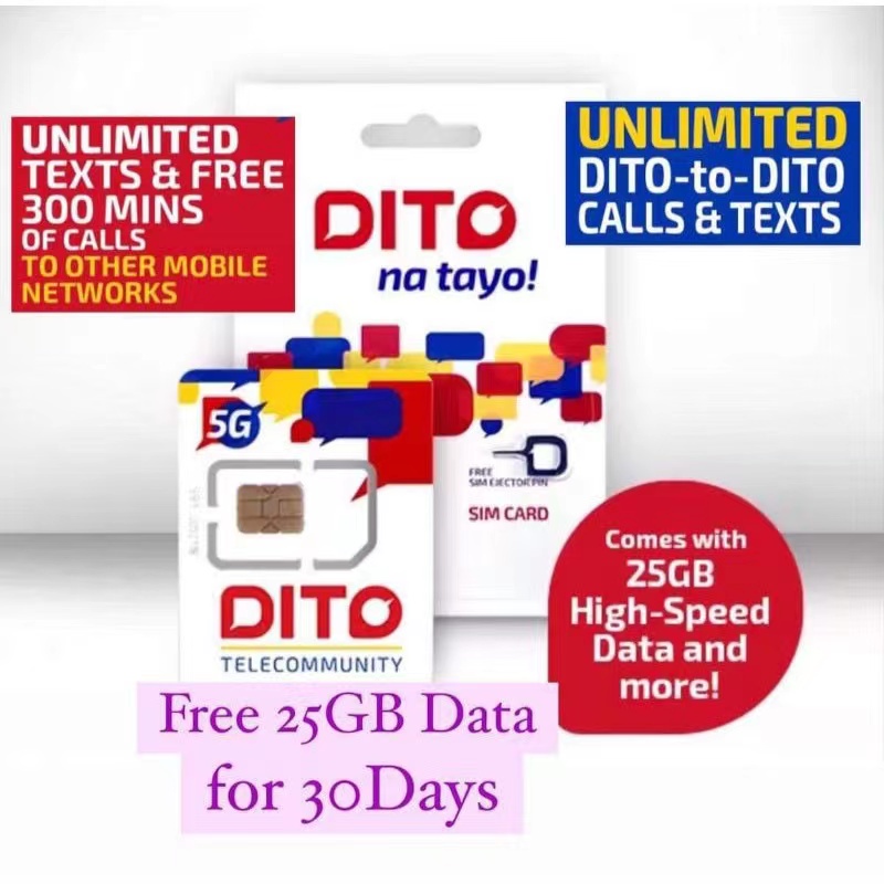 DITO simcard available fast data load P199 free 25GB FOR 30DAYS ...