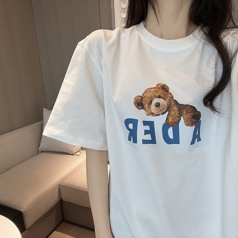Ader Error cartoon teddy bear short-sleeved men's summer loose tide ...