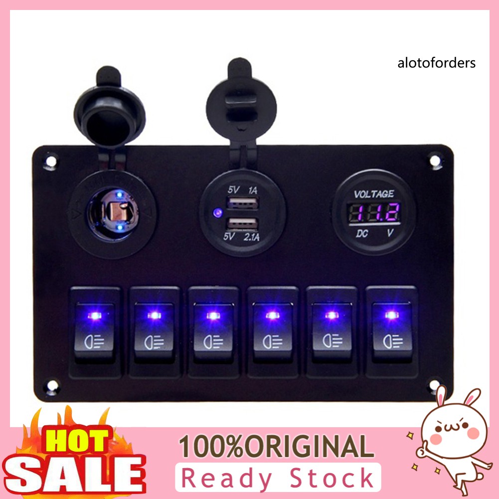 AH_12-24V 6 Gang Car Marine Boat Circuit Board Voltage Display Switch ...