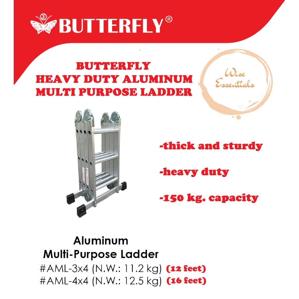 BUTTERFLY Heavy Duty Aluminum Multi Purpose Ladder | Shopee Philippines