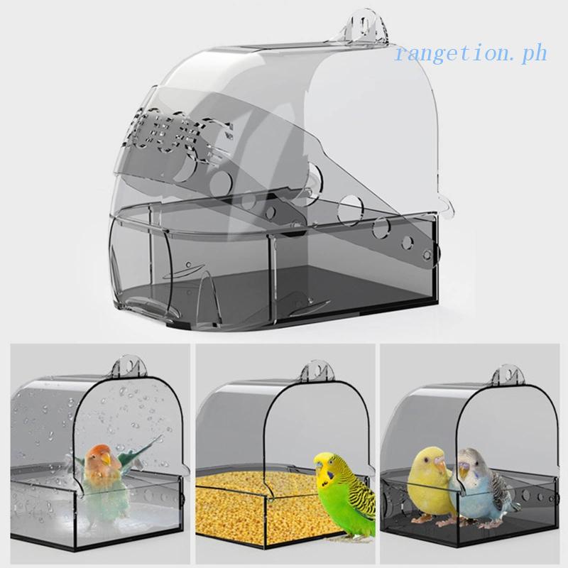 RAN Bird Cage Hanging Bird Bath Parrot Bath Box with Clear View for Pet ...