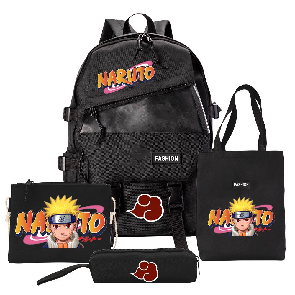 [Ready Stock] Naruto Backpack Four-Piece Set Schoolbag Anime Cartoon ...