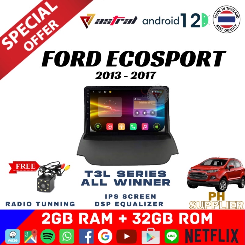 ASTRAL T3 SERIES 4GB+64GB FORD ECOSPORT 2013-2017 ANDROID HEAD UNIT ...