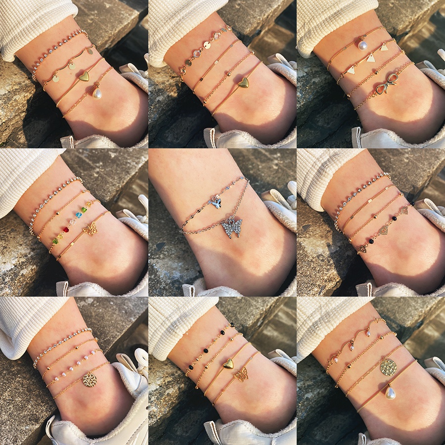 Korean Version of The Multi-layer Retro Punk Fashion Anklet Love ...