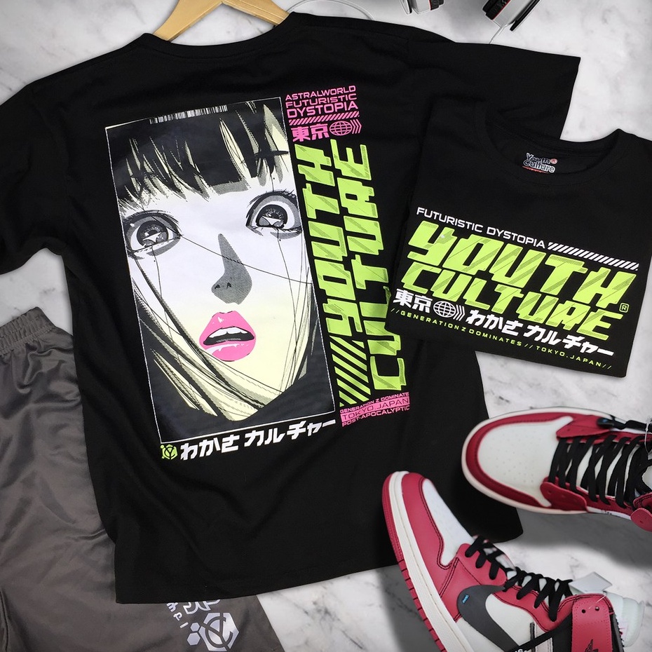 YOUTH CULTURE® 'DYSTOPIA' STREETWEAR BLACK T-SHIRT UNISEX TRENDY HIP ...