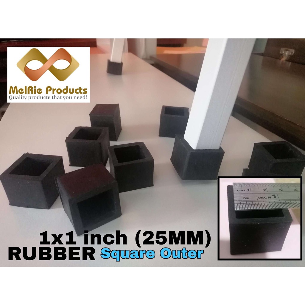 1x1 inch (25MM) SQUARE OUTER HEAVY DUTY Tubular Rubber Footing /Stopper ...