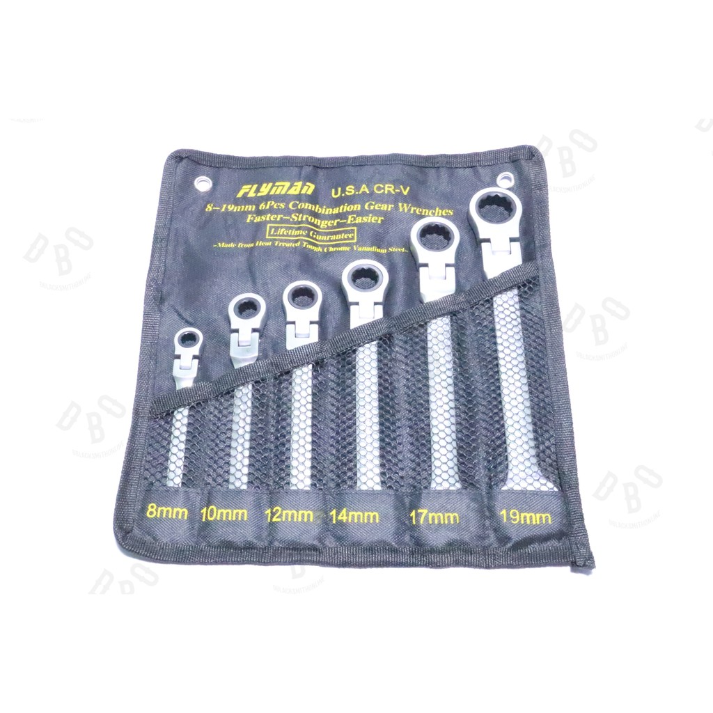 Flyman Combination Wrench Set 6 Pcs.(Flexible Ratchet End) | Shopee ...