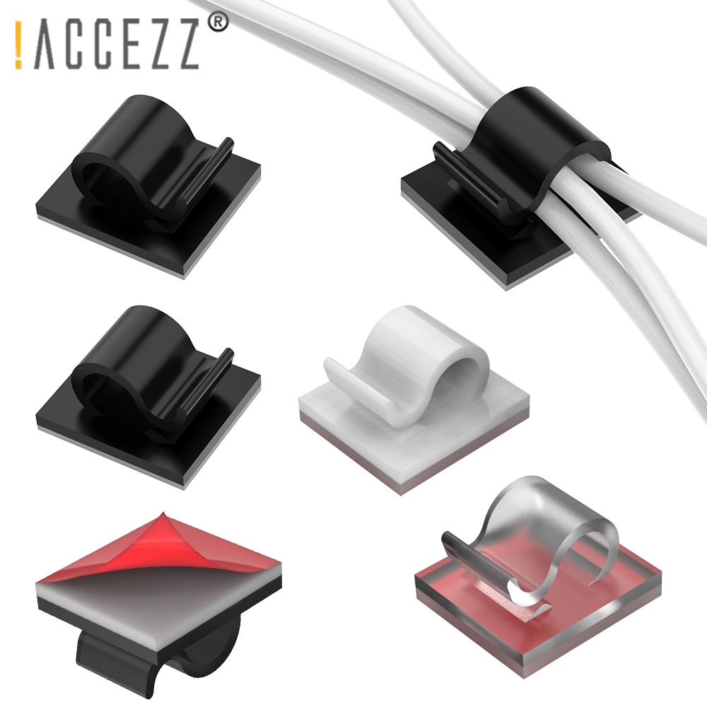 ACCEZZ 10Pcs Cable Clips Home Office Wire Organisers Fasteners Desk ...