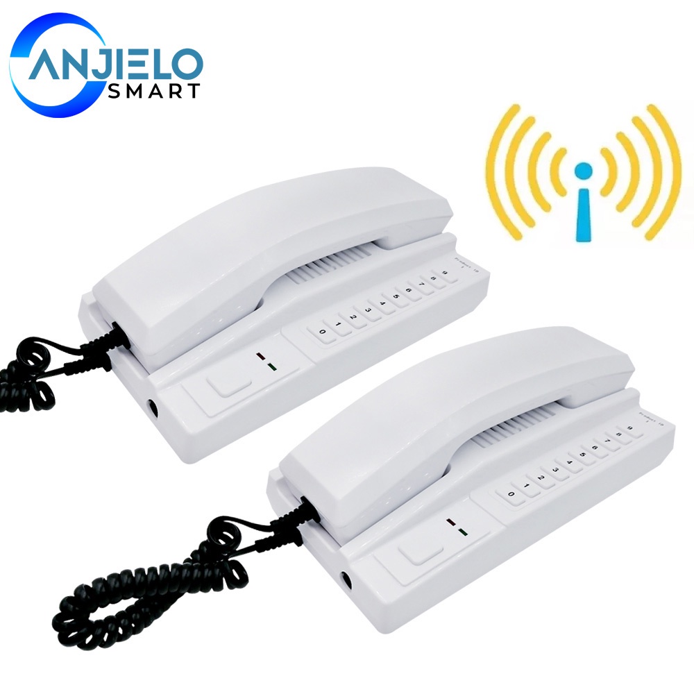 ANJIELO Wireless 2.4GHz 433MHz Recharged Audio Intercom System Secure Interphone Handsets ...