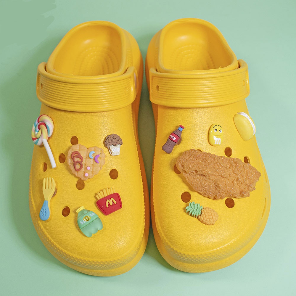 Cartoon Drumstick Food designcs jibitz Charm Set Fried Chicken Jibits ...