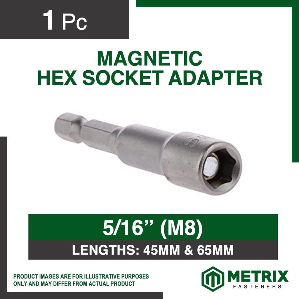 1pc Magnetic Hex Socket Adapter / Tek Screw Adapter / Nut Setter 5/16 ...