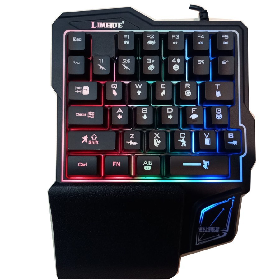Single Hand Gaming Keyboard RGB 35 Keys Keyboard Gamer Single Hand USB ...