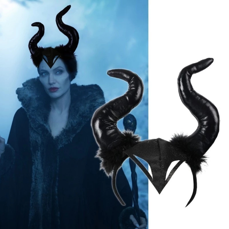 Girls Horns Hat Black Queen Cosplay Headpiece Women Halloween Costumes ...