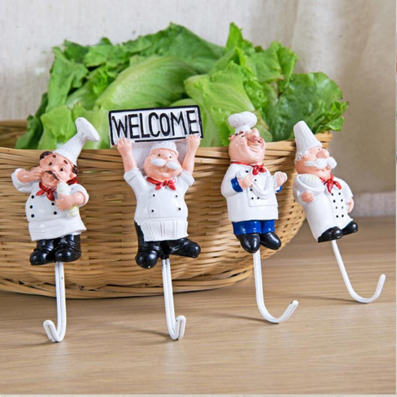 Kitchen Cartoon Chef Hook Resin Powerful Adhesive Hanger Wall Storage ...